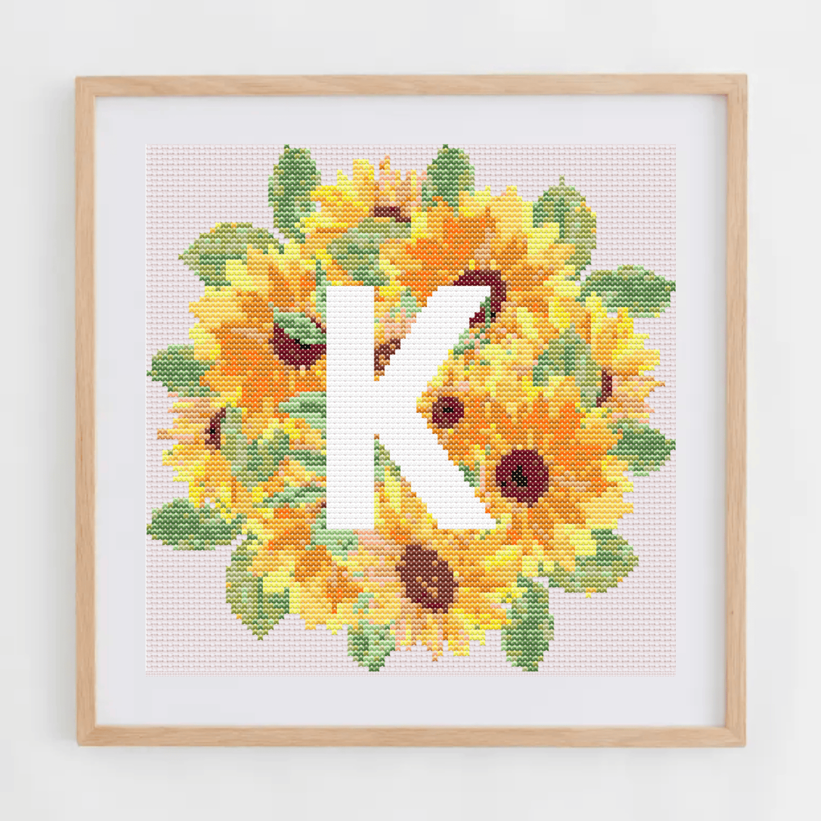 Monogram Cross-Stitch Pattern With Sunflowers | The Fresh Cross Stitch